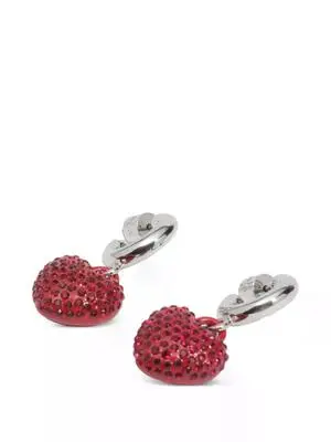 Bimba Y Lola Hoop Earrings With Crystal Embellished Heart