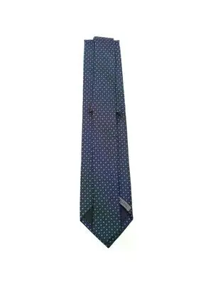 Corneliani Geometric Pattern Silk Neck Tie - Blue