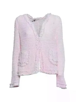 CHARLOTT Fringed-trim Knit Jacket - Pink