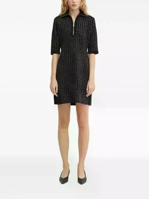 MORGAN Rmars Quarter-zip Glitter-knit Mini Dress