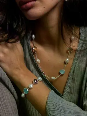 DOWER & HALL Candy Gemstone Baroque Pearl Necklace