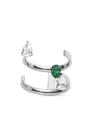 REPOSSI 18kt White Gold Serti Sur Vide Diamong Ring - Silver
