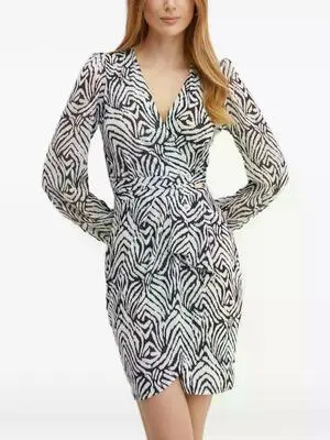 MORGAN Zebra Print Wrap Style Mini Dress