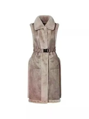 Liu Jo Faux Shearling Long Vest - Neutrals