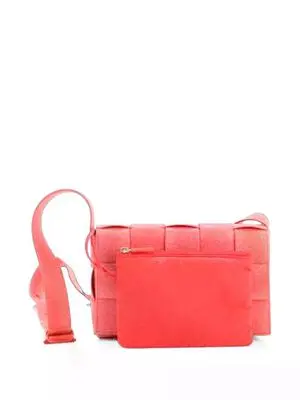 Bottega Veneta Cassette Maxi Intrecciato Rubber Crossbody Bag - Red