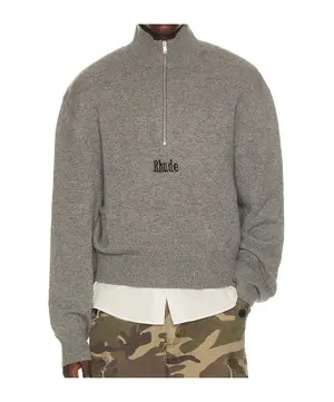 Rhude Zip-up Knit Top - Gray