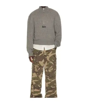 Rhude Zip-up Knit Top - Gray