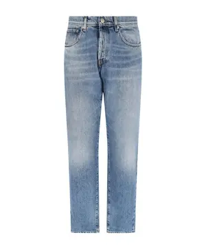 Incotex Logo Patch Straight Leg Jeans - Blue