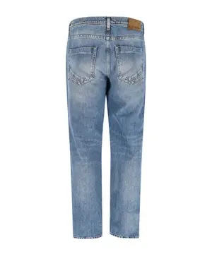 Incotex Logo Patch Straight Leg Jeans