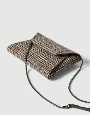 Brunello Cucinelli Checked Alpaca And Wool Duo Pochette - Brown