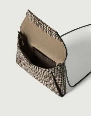 Brunello Cucinelli Checked Alpaca And Wool Duo Pochette - Brown
