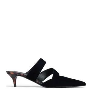 Balmain Velvet And Printed Patent Leather Mules