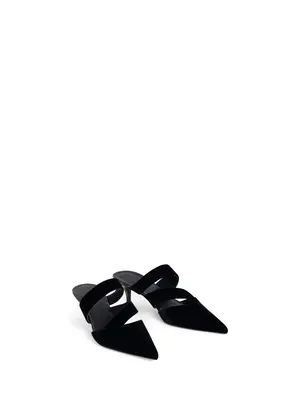 Balmain Velvet And Printed Patent Leather Mules