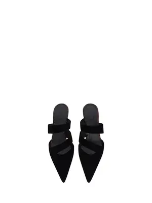 Balmain Velvet And Printed Patent Leather Mules