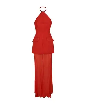 Sportmax Sheer Panel Halterneck Dress
