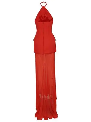 Sportmax Sheer Panel Halterneck Dress
