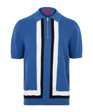 Hugo Boss Shortsleeve Knit Polo Shirt - Blue
