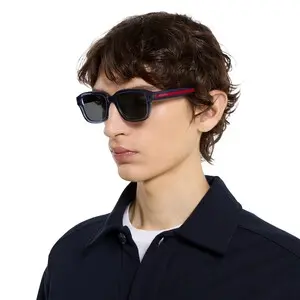 Gucci Square Frame Sunglasses With Web Stripe Detail