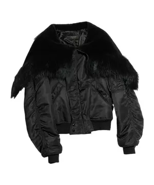 Gucci Padded Bomber Jacket With Shearling Trim