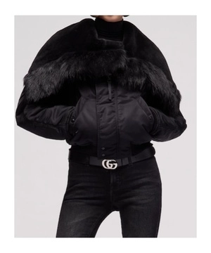 Gucci Padded Bomber Jacket With Shearling Trim