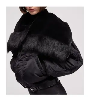 Gucci Padded Bomber Jacket With Shearling Trim