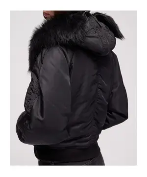 Gucci Padded Bomber Jacket With Shearling Trim