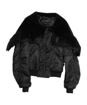 Gucci Padded Bomber Jacket With Shearling Trim - Black