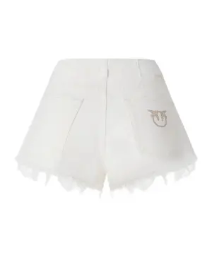 Pinko Logo Embellished Frayed Shorts