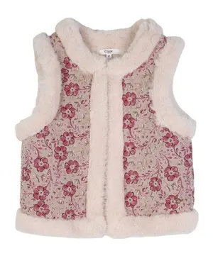 Chloé Floral Jacquard Faux Fur Trimmed Sleeveless Jacket - No