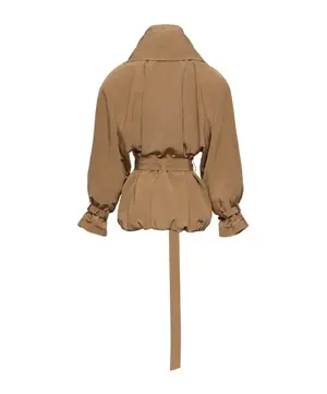 Magda Butrym Shawl Collar Belted Jacket - Beige