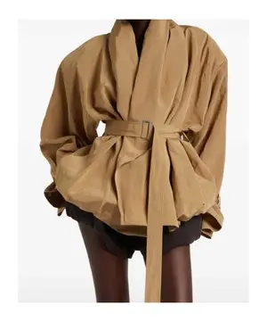 Magda Butrym Shawl Collar Belted Jacket - Beige