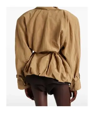 Magda Butrym Shawl Collar Belted Jacket - Beige