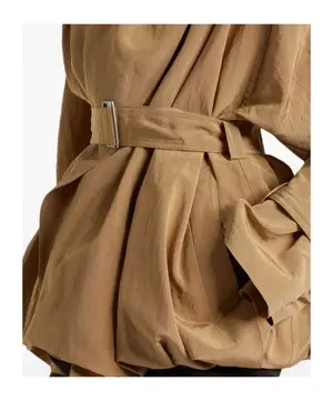 Magda Butrym Shawl Collar Belted Jacket - Beige