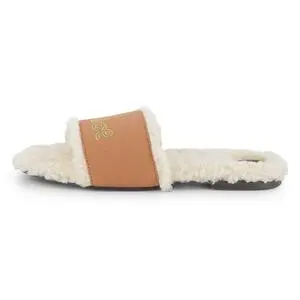 Chloé Shearling-effect Logo Embroidered Slides