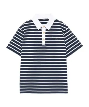 Balmain Striped Collared Polo Shirt