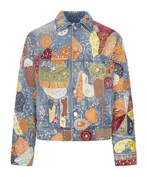 Amiri AMIRI Embellished Long-Sleeve Denim Jacket Electric Fade