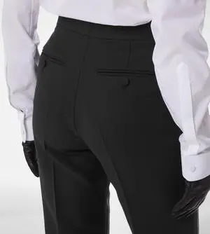 TOM FORD Wool Silk Blend Tailored Tuxedo Straight Pants