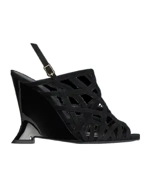 Balmain Wedge Cage Sandals In Suede