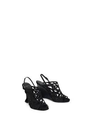 Balmain Wedge Cage Sandals In Suede