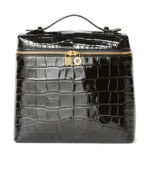 Loro Piana Extra Pocket Backpack With Gold Zippers - Black