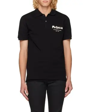 Alexander McQueen Graffiti Logo Printed Polo Shirt