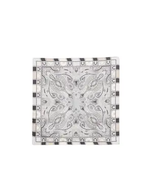 Etro Silk Pocket Square With Paisley And Medallion Motif - White
