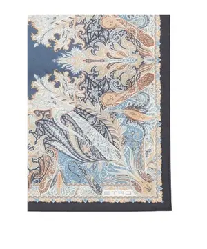 Etro Silk Pocket Square With Floral Paisley Motif - No