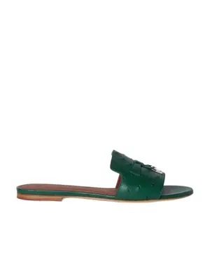 Loro Piana Open Toe Flat Slippers - Leaf Green
