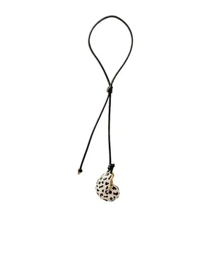 Loro Piana Seashell Pendant With Enamel And Leather Details