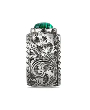 Gucci Tiger Head And Green Accent Ring