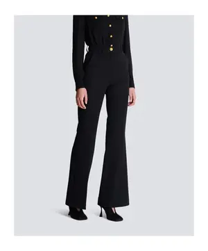 Balmain Flared Tailored Trousers With Gold Button Detail