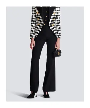 Balmain Flared Tailored Trousers With Gold Button Detail