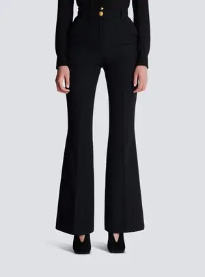 Balmain Flared Tailored Trousers With Gold Button Detail