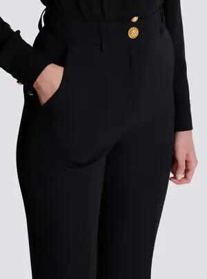 Balmain Flared Tailored Trousers With Gold Button Detail